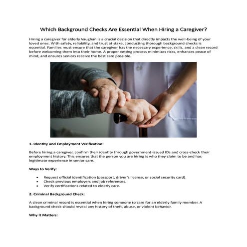 Which Background Checks Are Essential When Hiring a Caregiver? | PDF