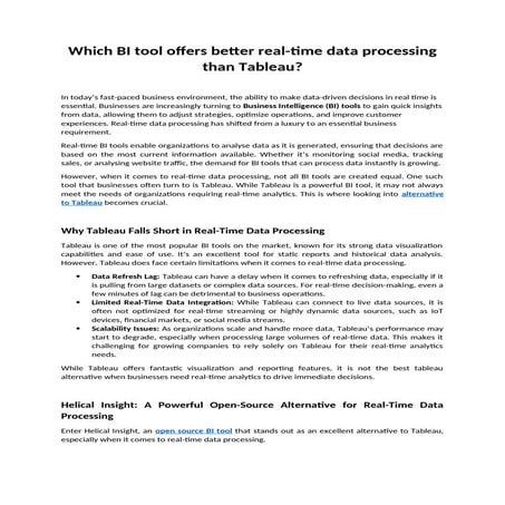 Which BI tool offers better real-time data processing than Tableau.docx
