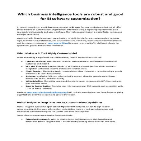 Which business intelligence tools are robust and good for BI software ...