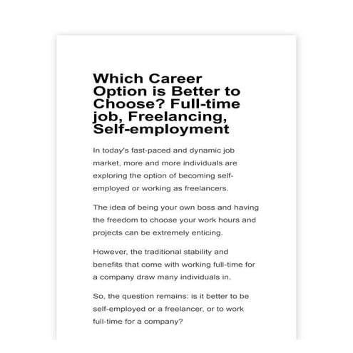 Which career option is better to choose - Full-time job, Freelancing ...
