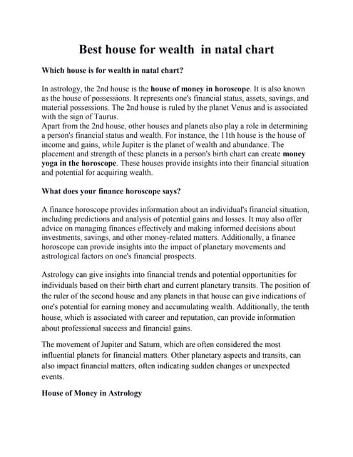 Astrology and Financial Success: A Comprehensive Guide | PPT