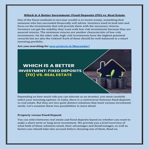 Which is a better investment- Fixed Deposits vs. Real Estate (1).pdf | Free Download
