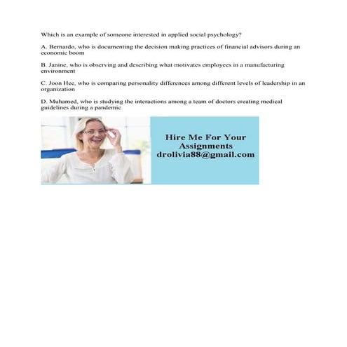 Which is an example of someone interested in applied social psychology.docx