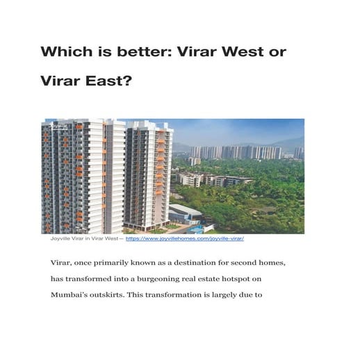 Which is better: Virar West or Virar East? | PDF