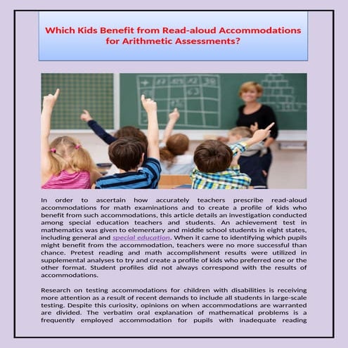 Which Kids Benefit from Read-aloud Accommodations for Arithmetic ...