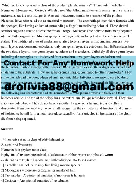 Phylum platyhelminthes | PPTX | Biological Sciences | Science