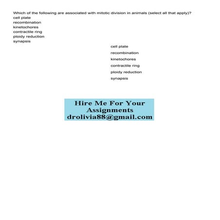 Which of the following are associated with mitotic division .pdf