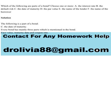 Which of the following are parts of a bond Choose one or more A. t.pdf
