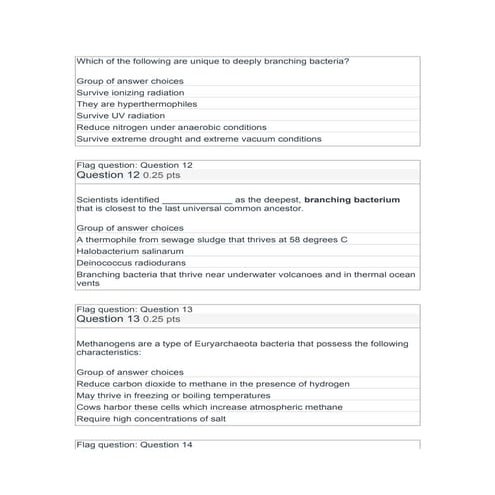 Which of the following are unique to deeply branching bacteria-Group o ...