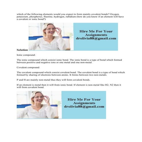 which of the following elements would you expect to form mainly covale.docx