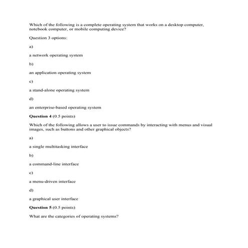 Operating System Multiple Choice Questions | PDF