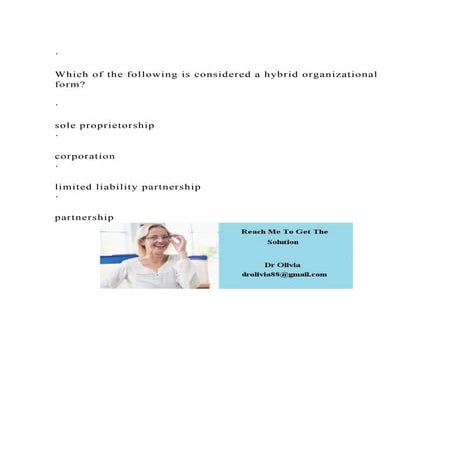 ·Which of the following is considered a hybrid organizational fo.docx
