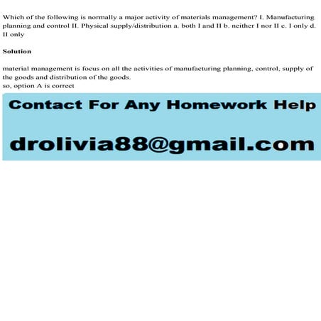 Which of the following is normally a major activity of materials man.pdf