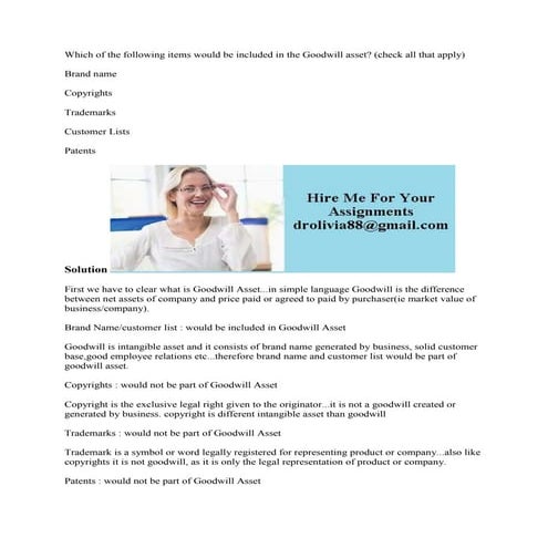 Which of the following items would be included in the Goodwill asset-.docx