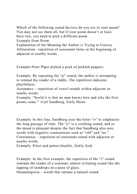 Simile, metaphor, alliteration, assonance, speaker and personification ...