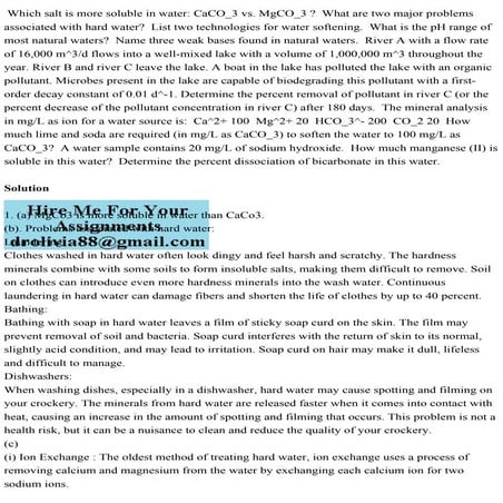 Which salt is more soluble in water CaCO_3 vs. MgCO_3 What are tw.pdf