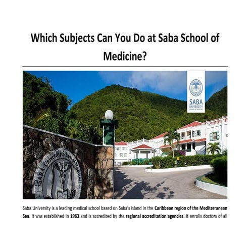 Which Subjects Can You Do at Saba School of Medicine? | PPT