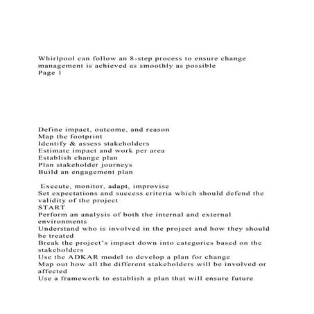 Whirlpool can follow an 8-step process to ensure change manage.docx