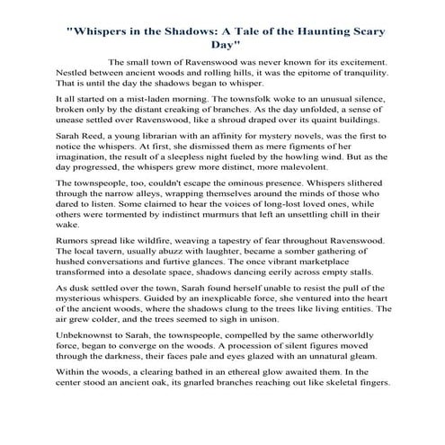 Whispers in the Shadows A Tale of the Haunting Scary Day | PDF