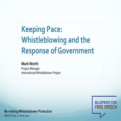 Keeping Pace: Whistleblowing and the Response of Government, Mark Worth ...
