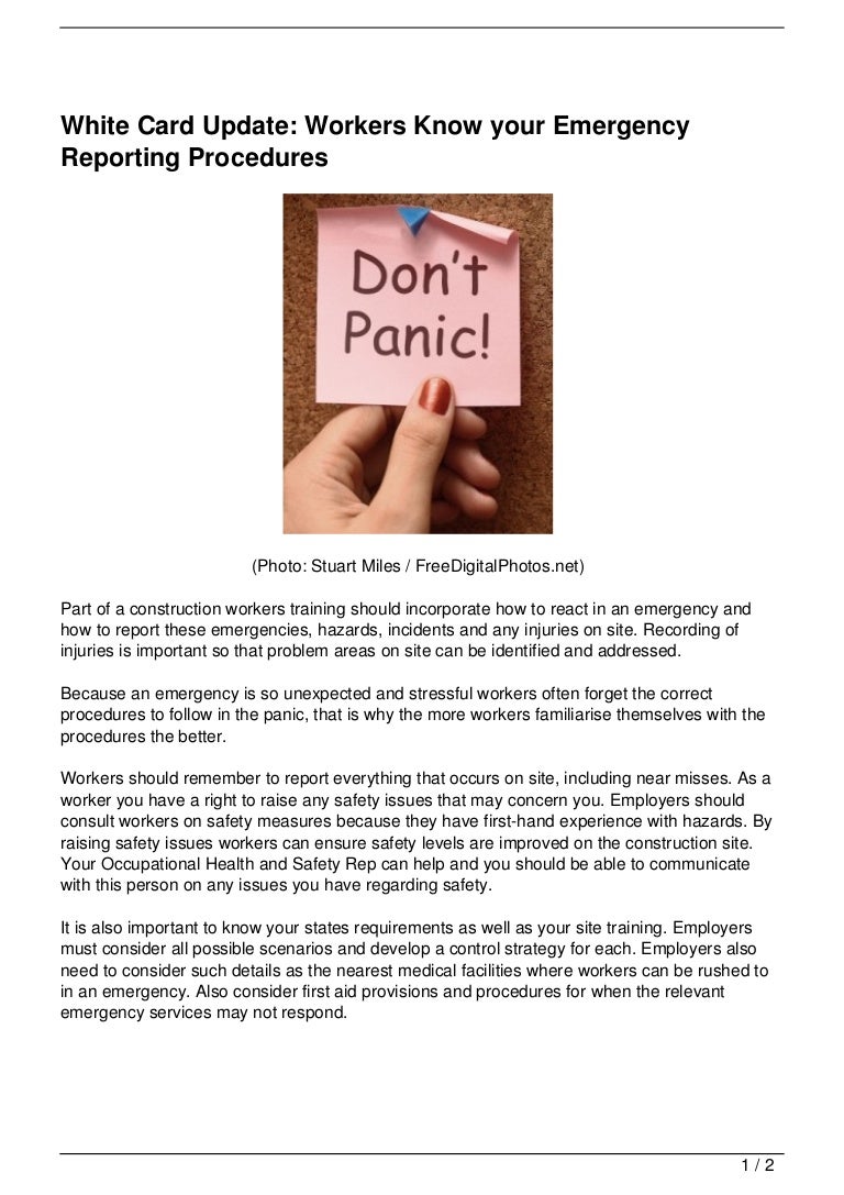 White Card Update Workers Know Your Emergency Reporting Procedures white-card-update-workers-know-your-emergency-reporting-procedures