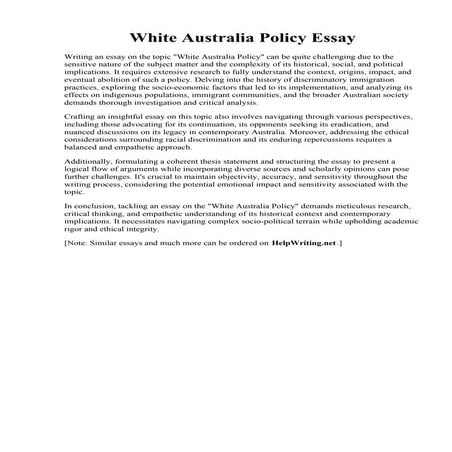 White Australia Policy Essay | PDF