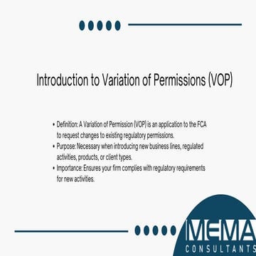 Navigating Variation of Permissions (VOP) with MEMA Consultants | PPT
