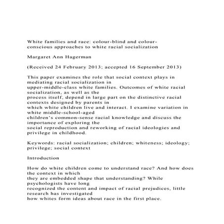 White families and race colour-blind and colour-conscious a.docx