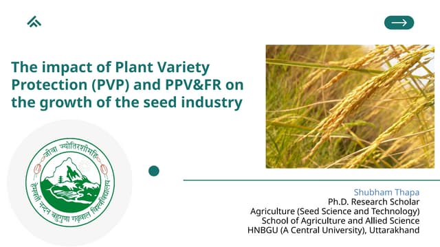 Plant variety and Protection | PPTX | Agriculture | Industries