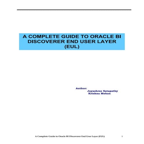 White paper a complete guide to oracle bi discoverer end user layer | PDF