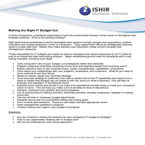 White Paper: IT budgets Custom Software Application Development, Custom ...