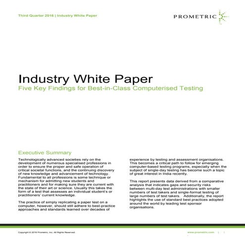 White Paper Differentiators - Prometric | PDF | Standardized Testing ...