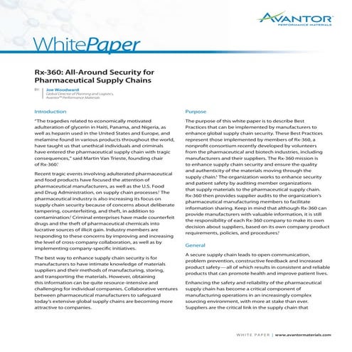 White paper rx-360 - all-around security for pharmaceutical supply ...