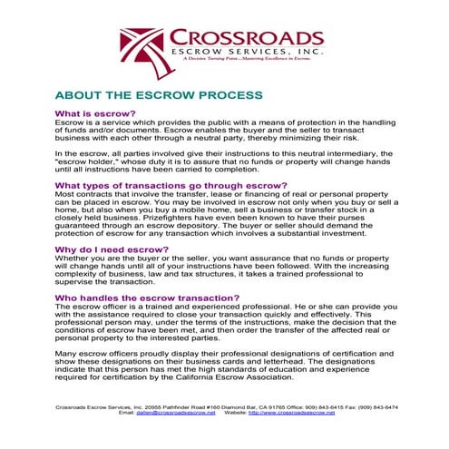White Paper About The Escrow Process | PDF