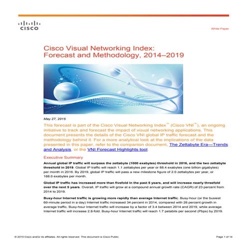 Cisco Visual Networking Index Global Mobile Data Traffic Forecast ...