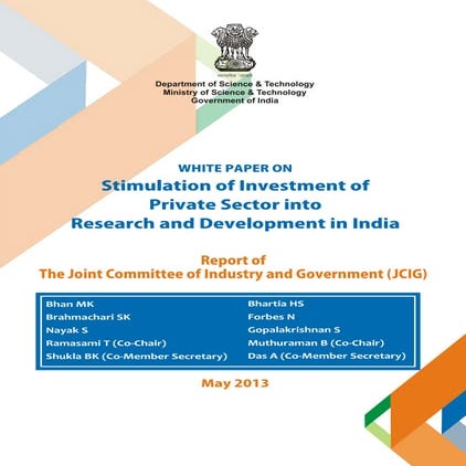 DST-CII White Paper on Stimulating Private sector investment in R&D ...