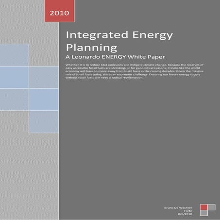 Integrated Energy Planning | PDF