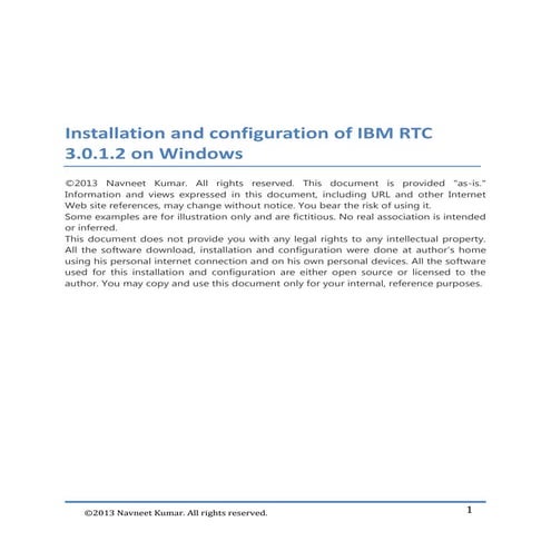Whitepaper on Installation and configuration if IBM RTC 3.0.1.2 on ...