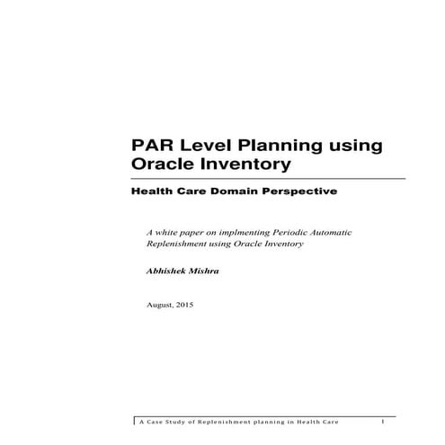 White paper on par level planning ver 2.0 | PDF