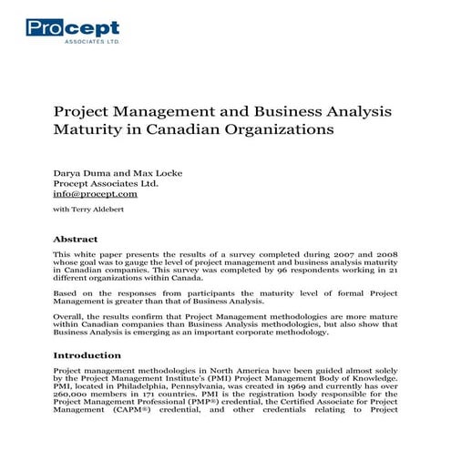 White Paper:Project Management And Business Analysis Maturity | PDF