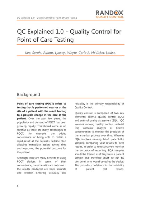 Guidelines regarding point of care testing | PPTX