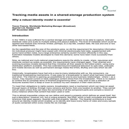 Tracking Media Assets In A Shared-Storage Production System | PDF
