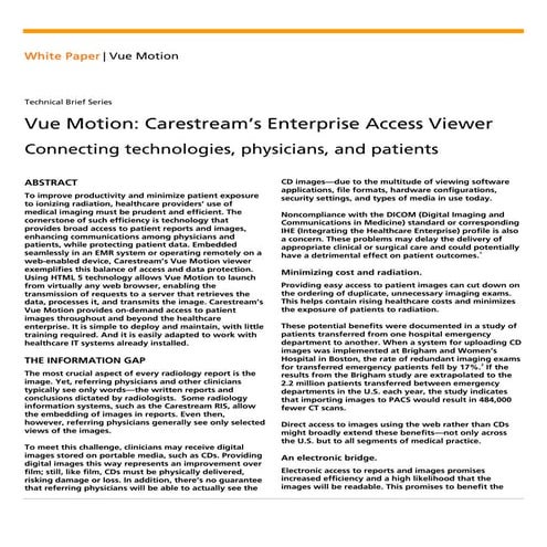 Vue Motion: Carestream’s Enterprise Access Viewer | PDF