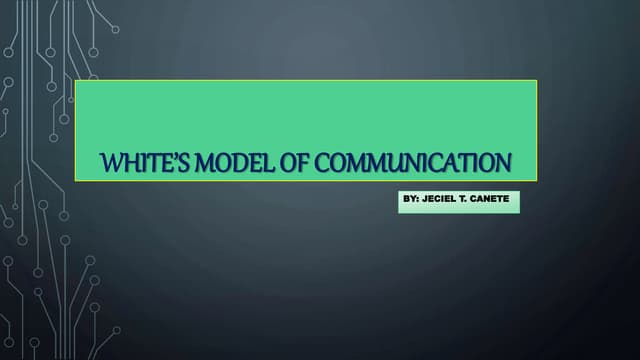 Models of Communication: Shannon Weaver and Wendell Johnson's Model | PPTX