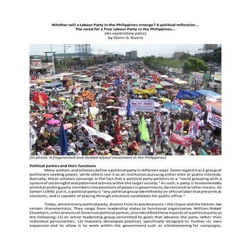 Labor Vote and Labour Party in the Philippines? | DOCX