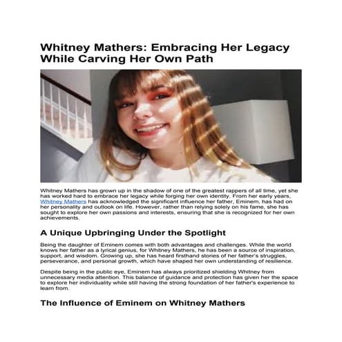 Whitney Mathers: Embracing Her Legacy While Carving Her Own Path | DOCX