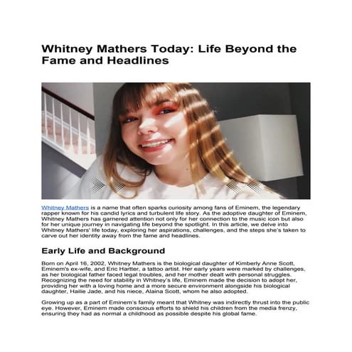 Whitney Mathers Today: Life Beyond the Fame and Headlines | PDF
