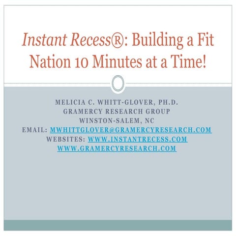 Instant Recess with Melicia Whitt Glover | PDF