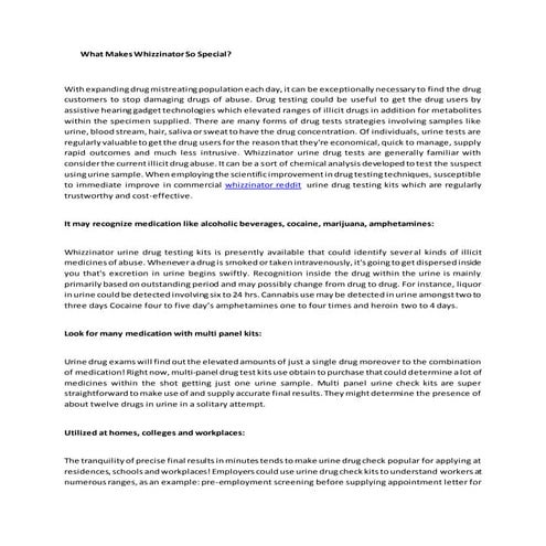 Detecting Drugs with Whizzinator Urine Testing Kits | PDF