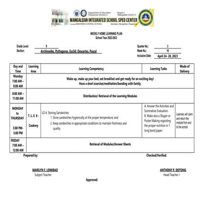 Weekly Home Learning Plan Cookery 10 Quarter 4 Module 1.docx
